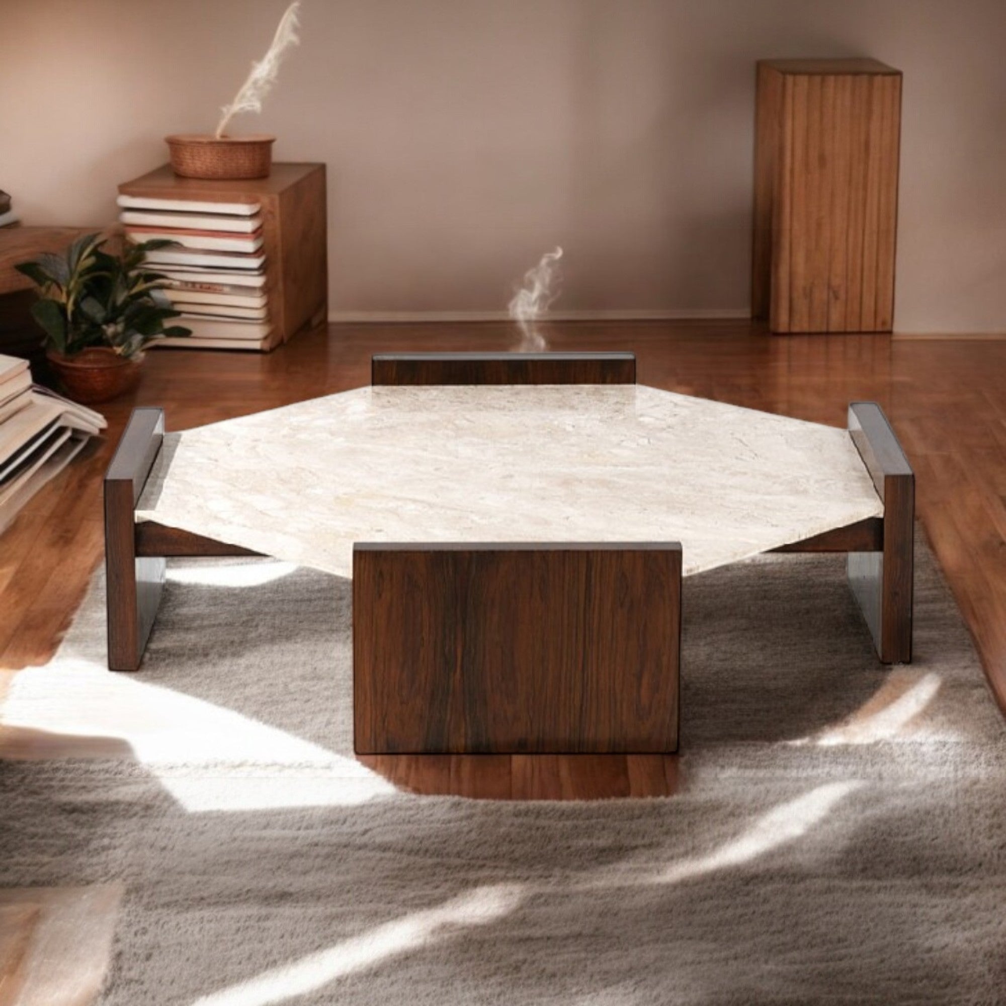 Octaya Travertine Stone Coffee Table – Nismaaya Decor