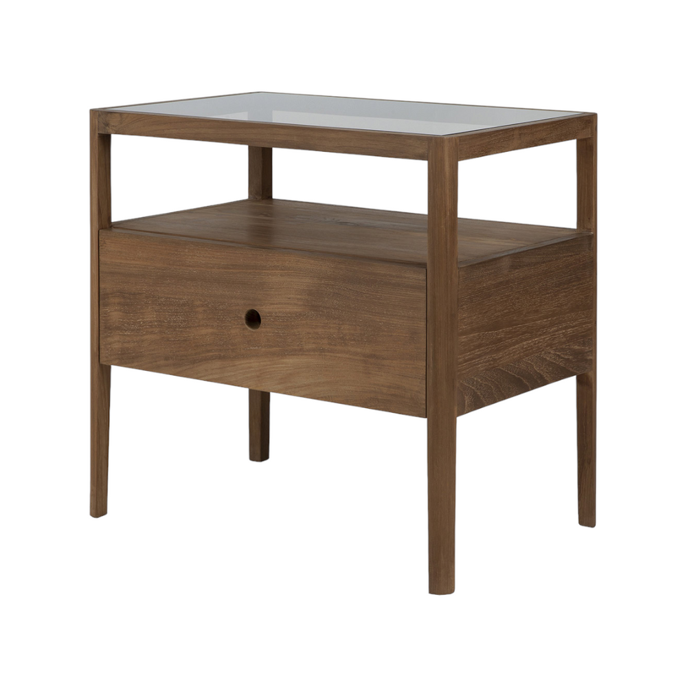 Ben Walnut Wood Drawer Beside Table – Nismaaya Decor