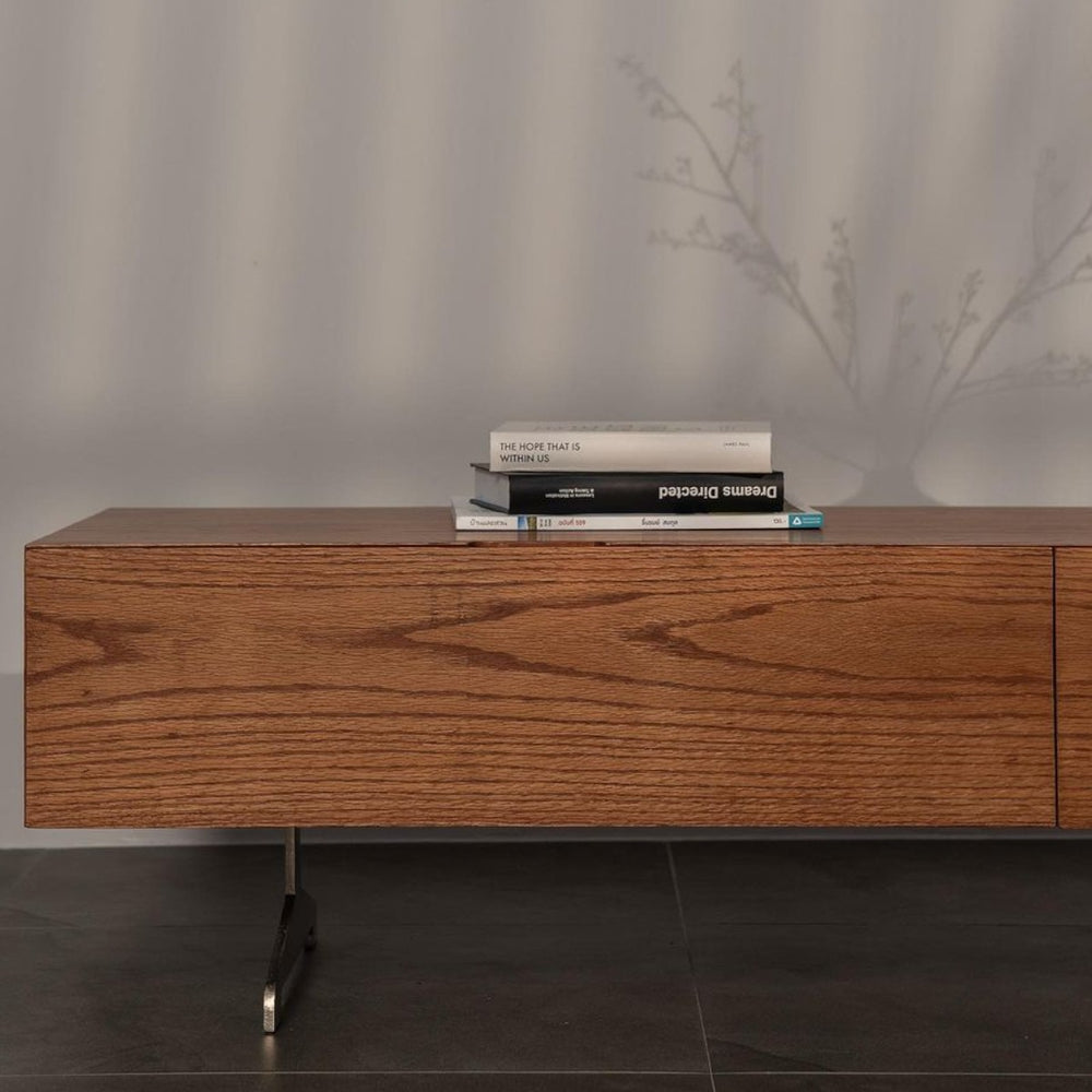 Caron Red Oak Wood TV Unit – Nismaaya Decor