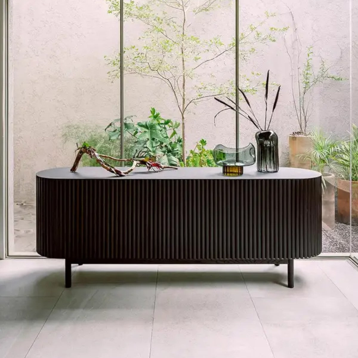 Edwin Oak Wood Sideboard Black – Nismaaya Decor