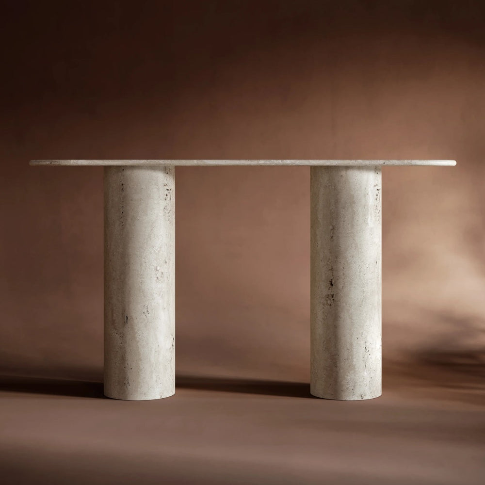 Elana Ovel Travertine Stone Console Table – Nismaaya Decor