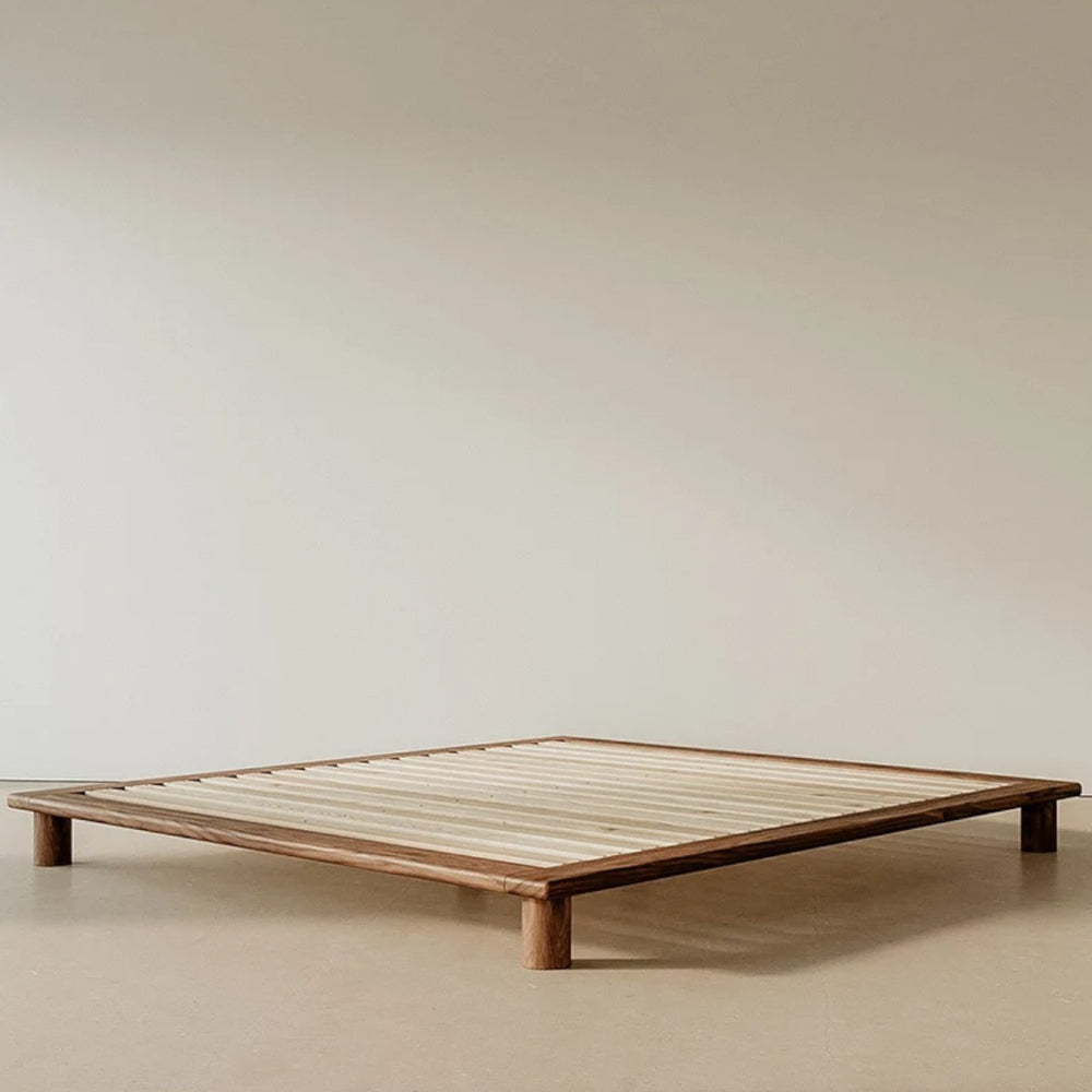 Elida Walnut Wood Bed | Walnut Wood Bed frame – Nismaaya Decor