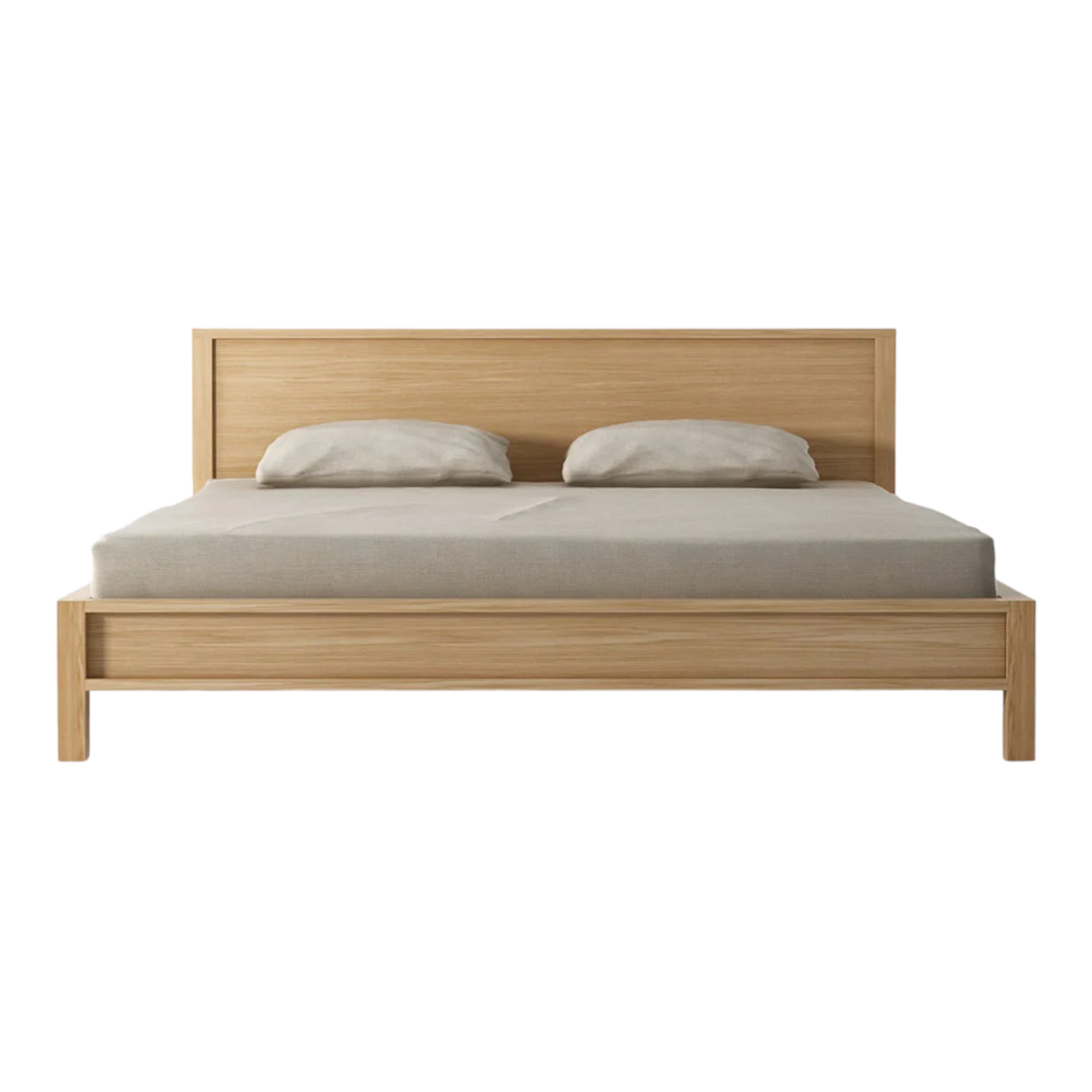 Ailis White Oak Wood Bed | Oak Platform Bed – Nismaaya Decor